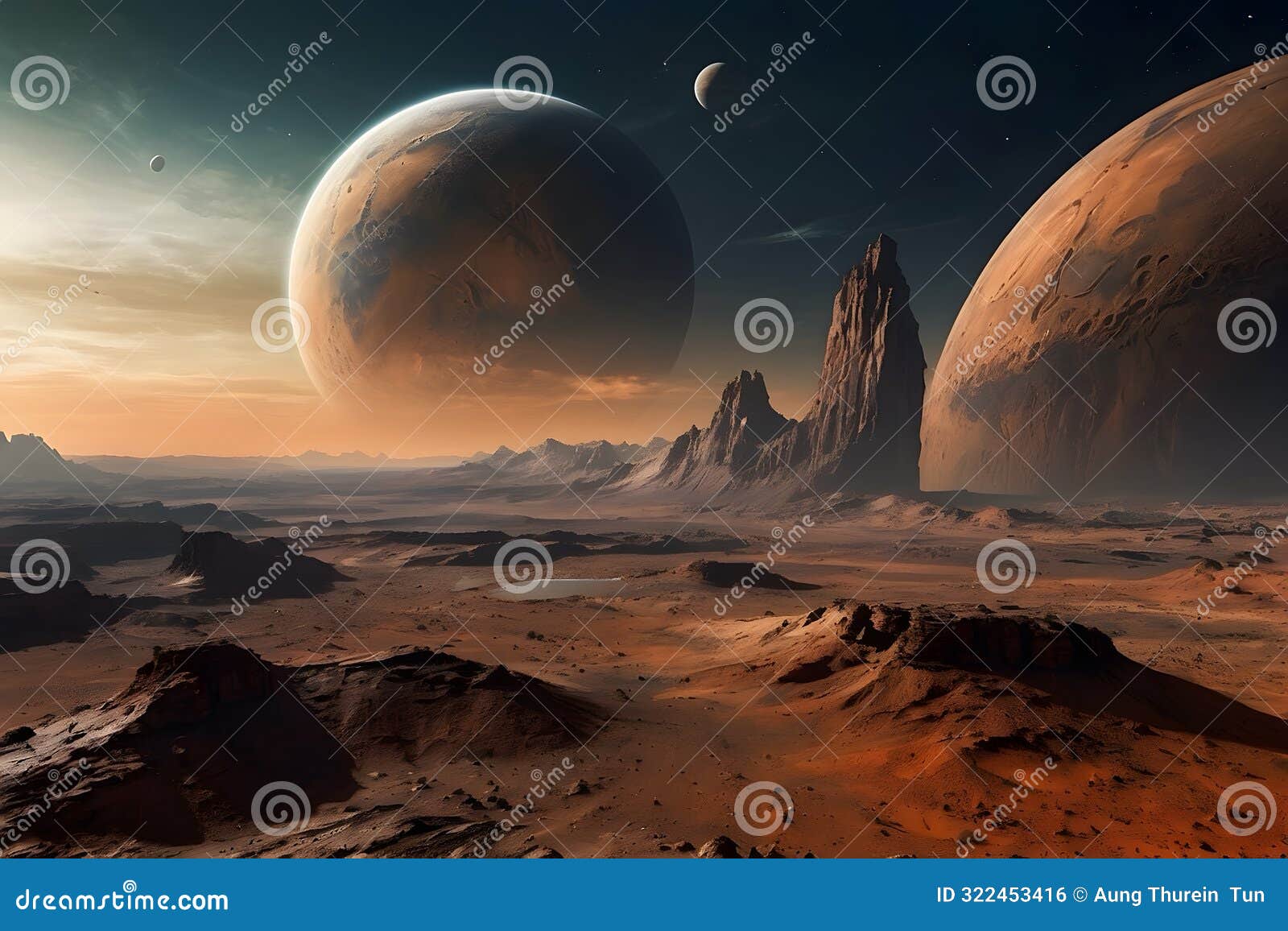 An Illustration of Surface of Mars with Red Orange Ground Stock ...