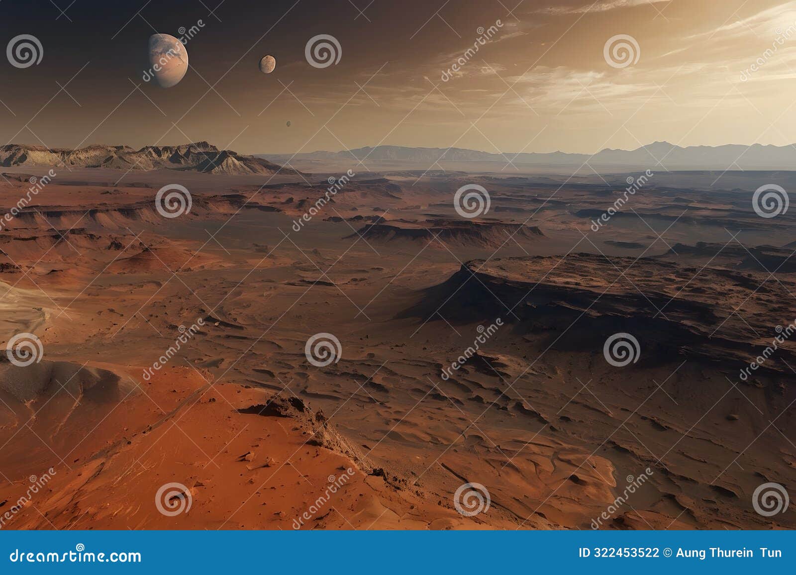 An Illustration of Surface of Mars with Red Orange Ground Stock ...