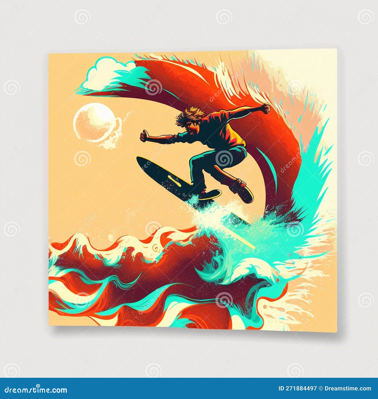 Illustration of a Surfer on the Waves Stock Illustration - Illustration ...