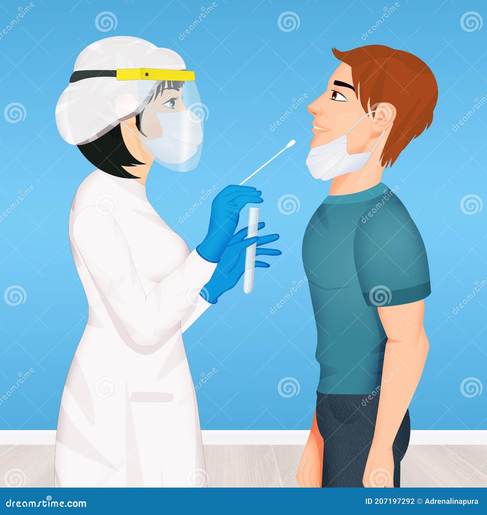 Illustration of Swab Test for Virus Stock Illustration - Illustration ...