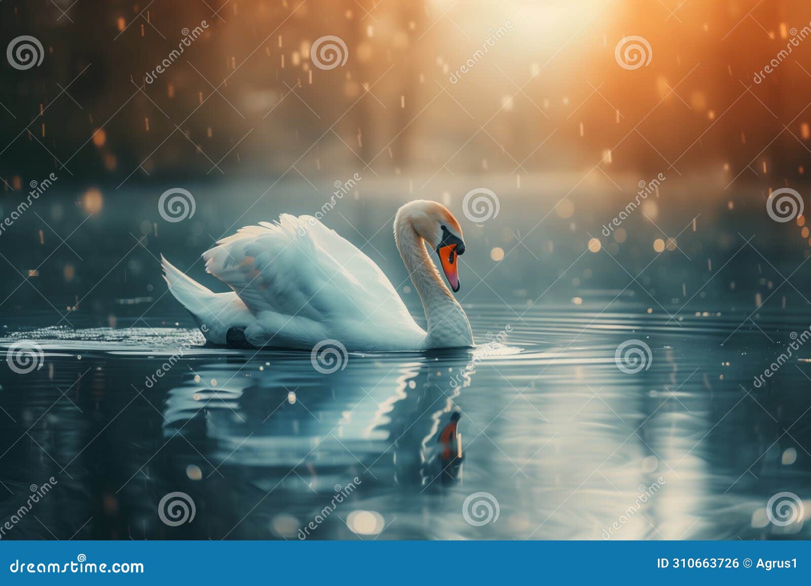 Illustration of Swan on the Lake. Generative AI Stock Illustration - Illustration of wildlife ...