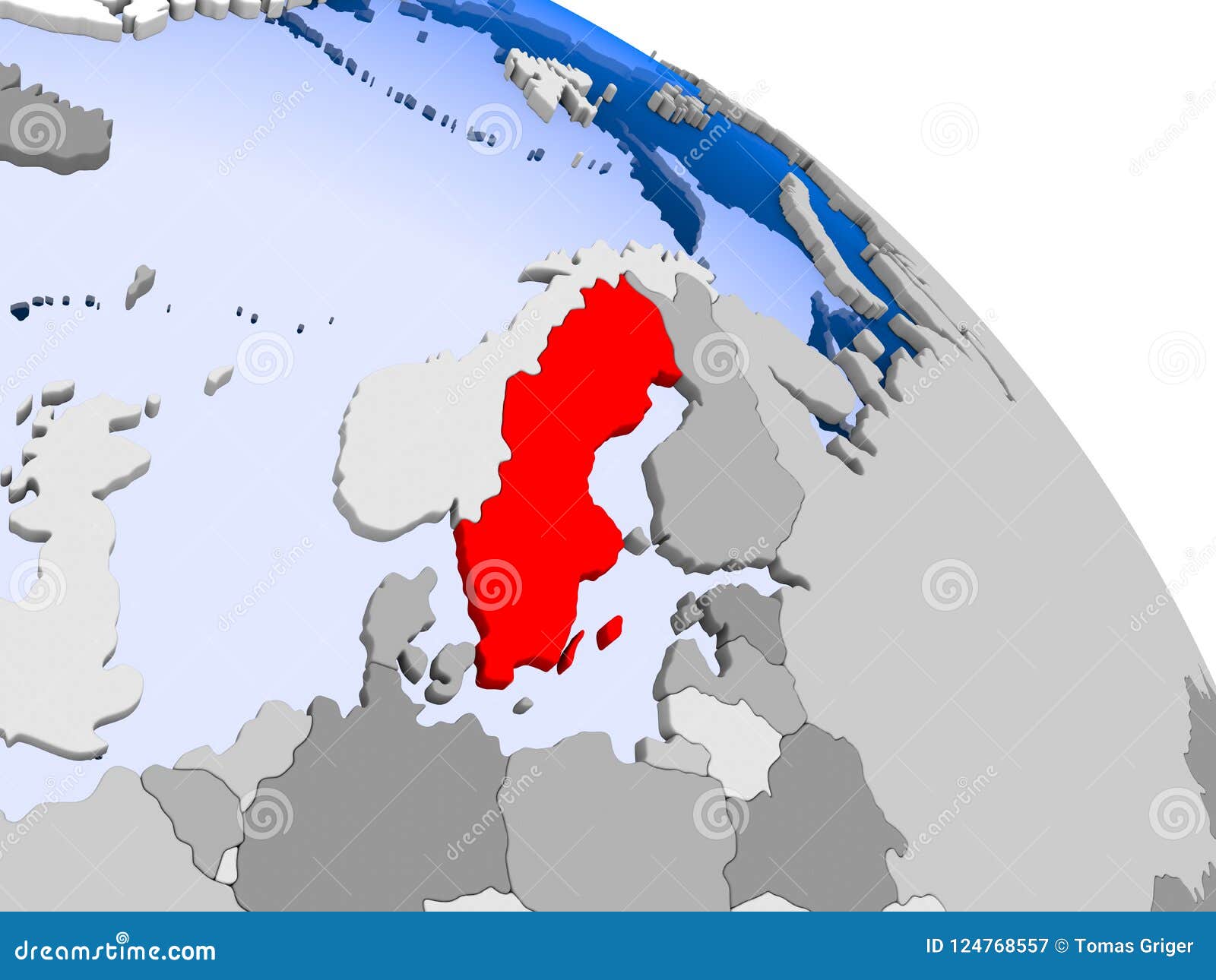 Sweden in red on map stock illustration. Illustration of european ...