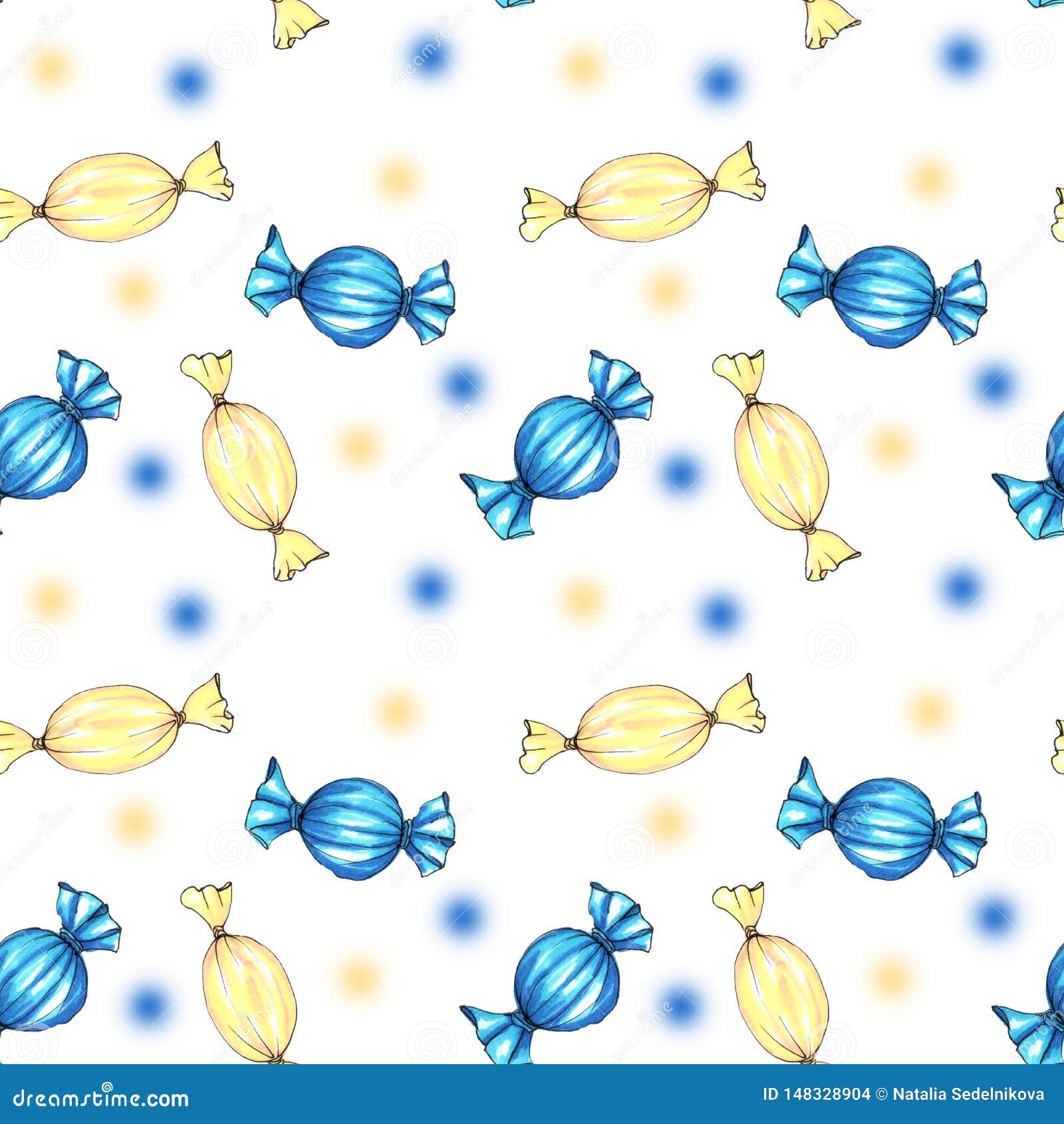 Illustration of Candy Yellow and Blue Pattern Stock Illustration ...