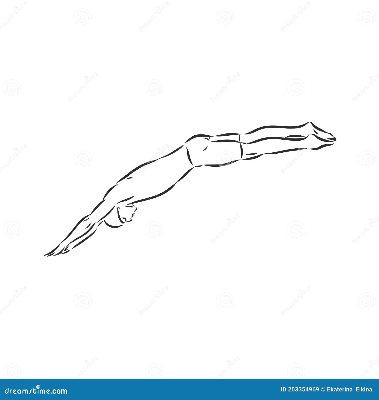 Illustration Of A Swimmer , Black And White Drawing, White Background ...