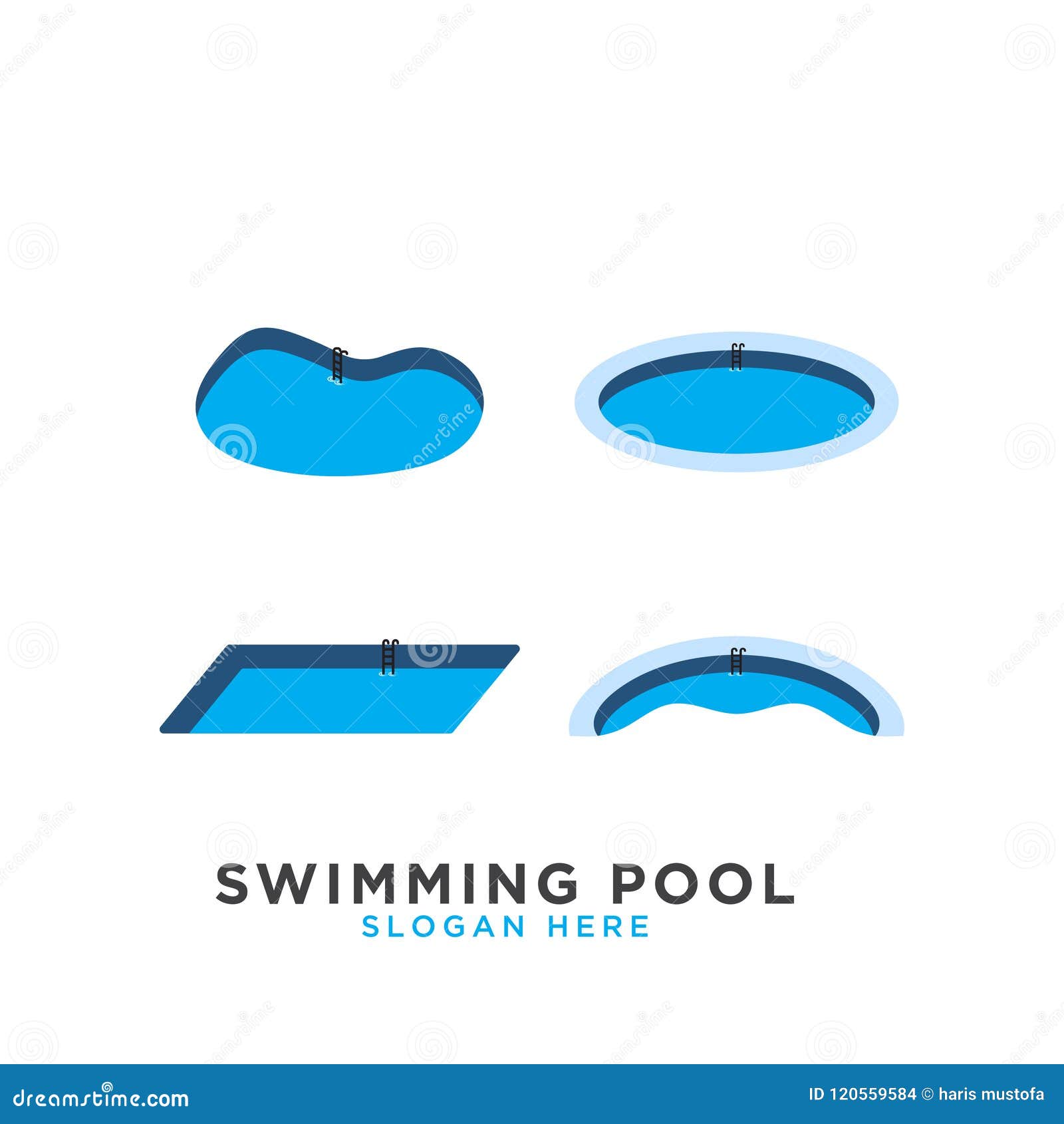 Swimming Pool Logo Template Stock Vector - Illustration of water ...