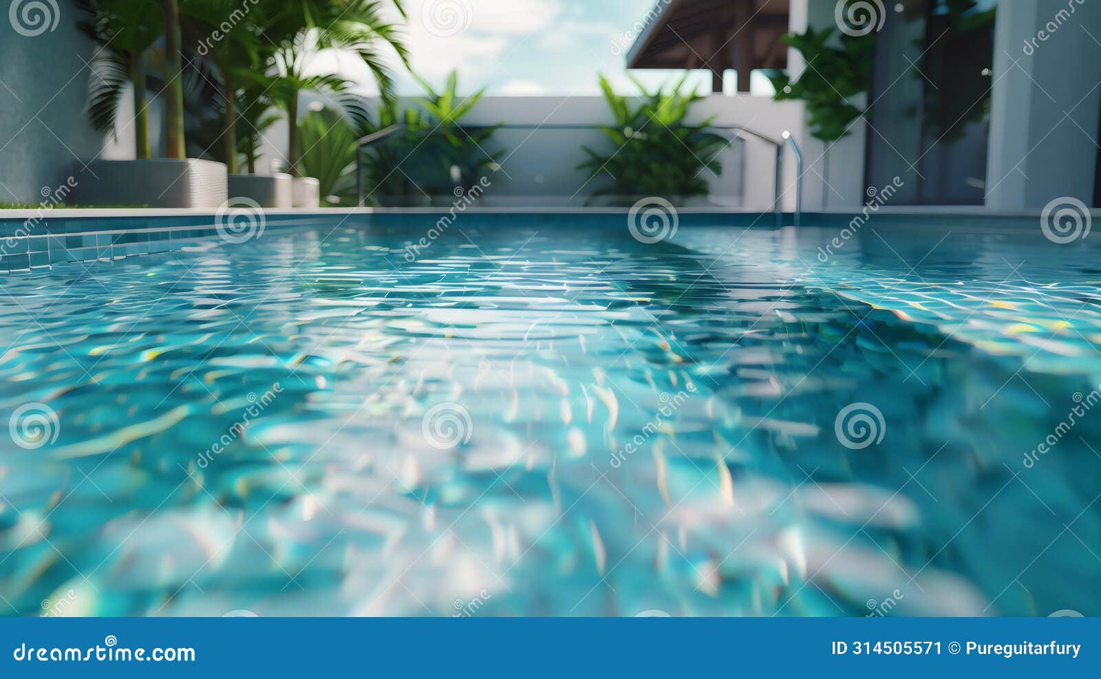 A View from the Pool stock illustration. Illustration of outdoor ...