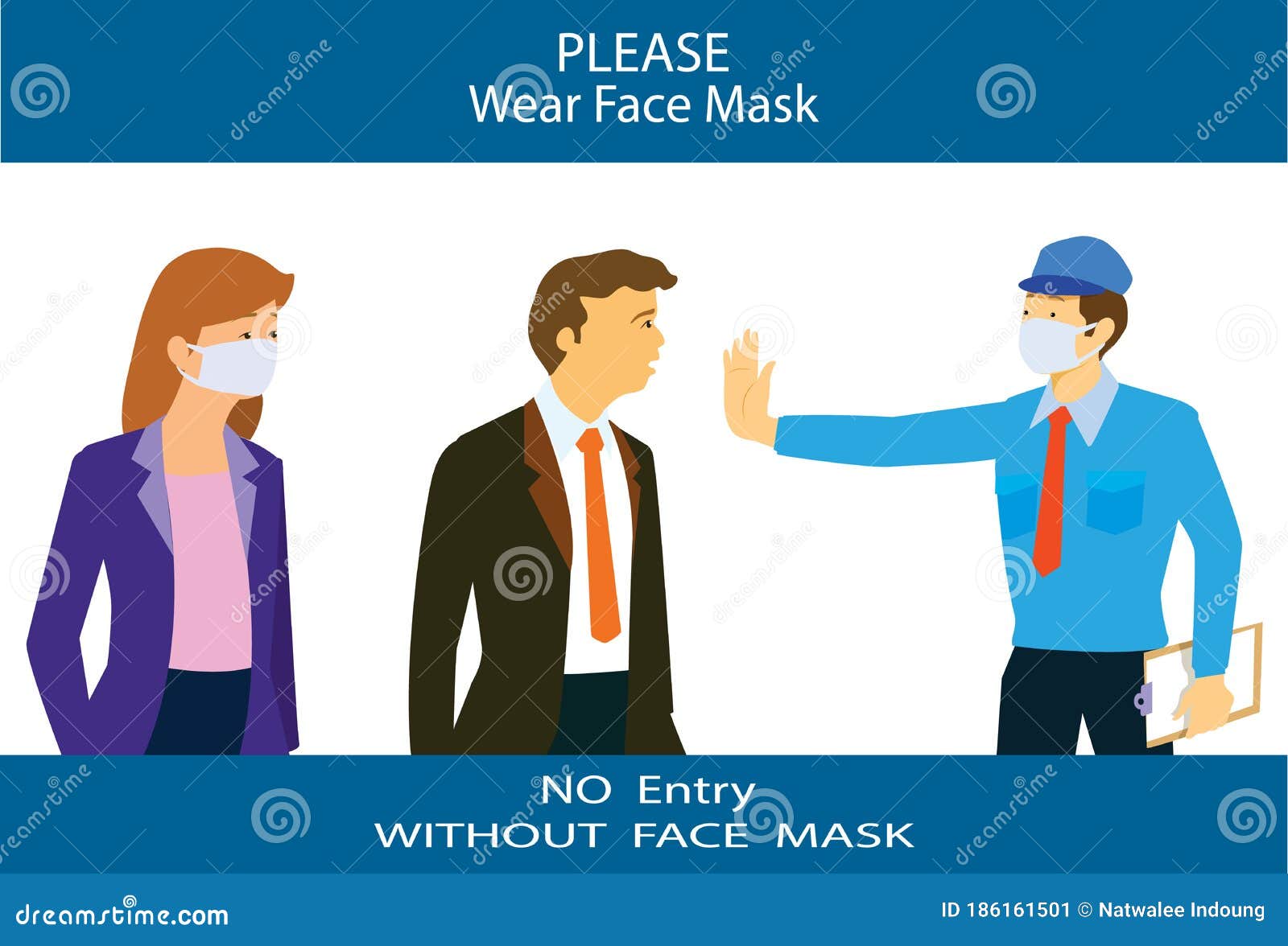 Please Wear Face Mask .No Entry without Face Mask , Vector Image Stock ...