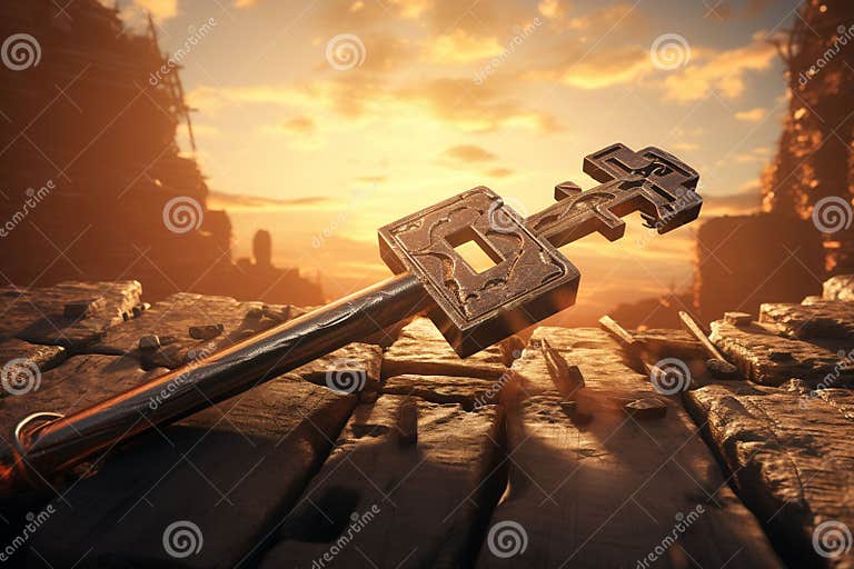 Illustration of a Symbolic Key Unlocking the Stock Illustration ...