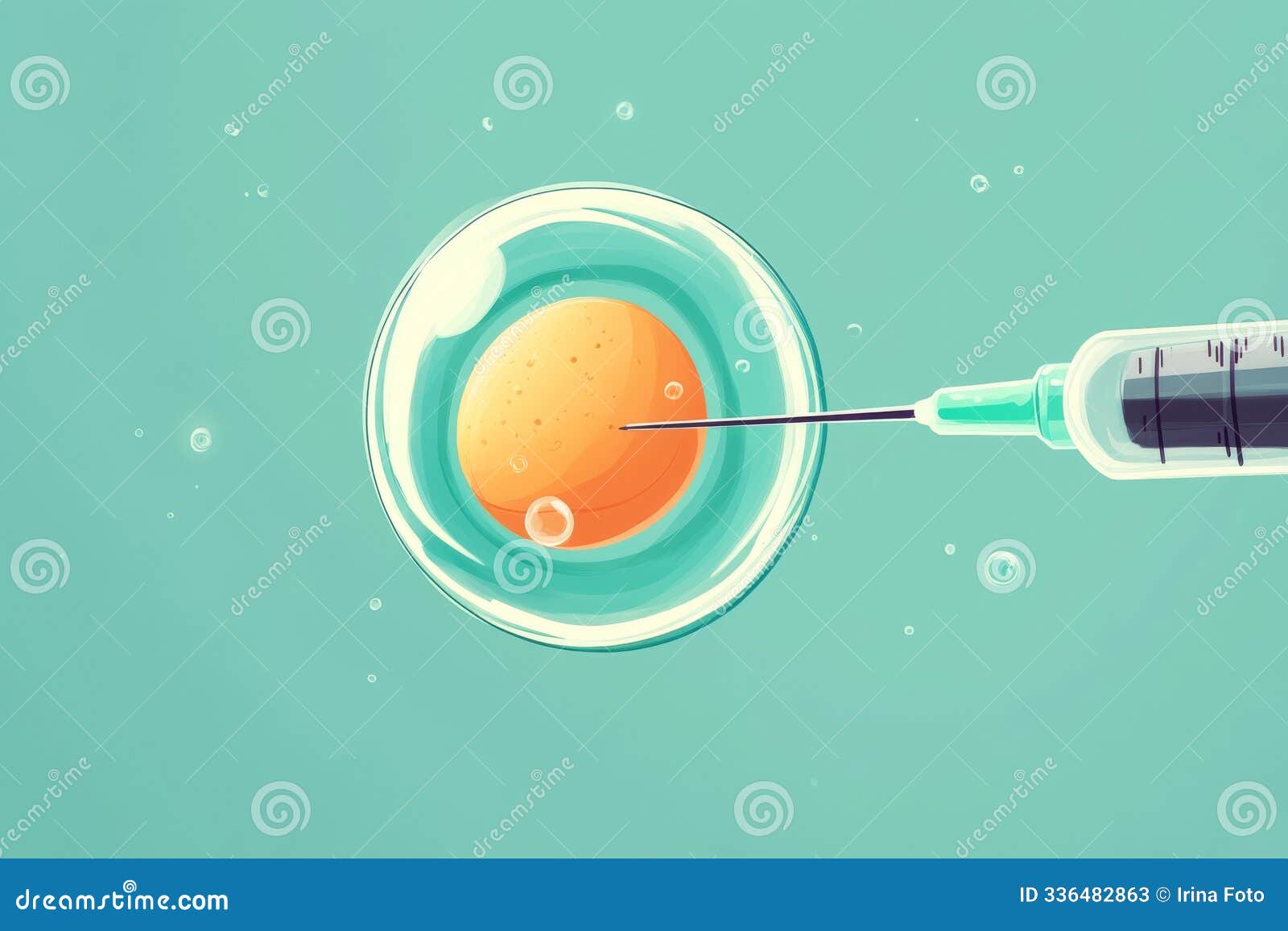Illustration of a Syringe Injecting into an Egg during the in Vitro ...