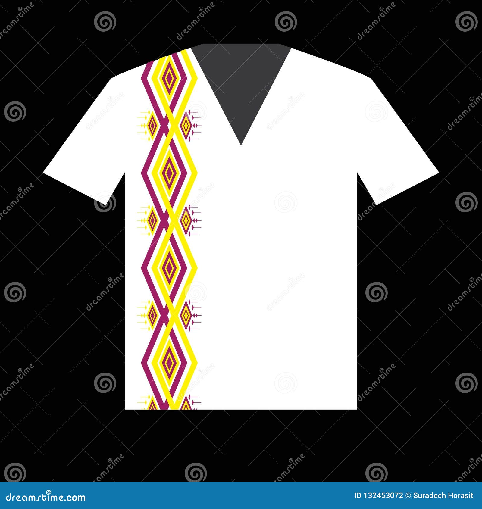 Illustration of T-Shirt Design Template with Geometric Ethnic Pattern ...