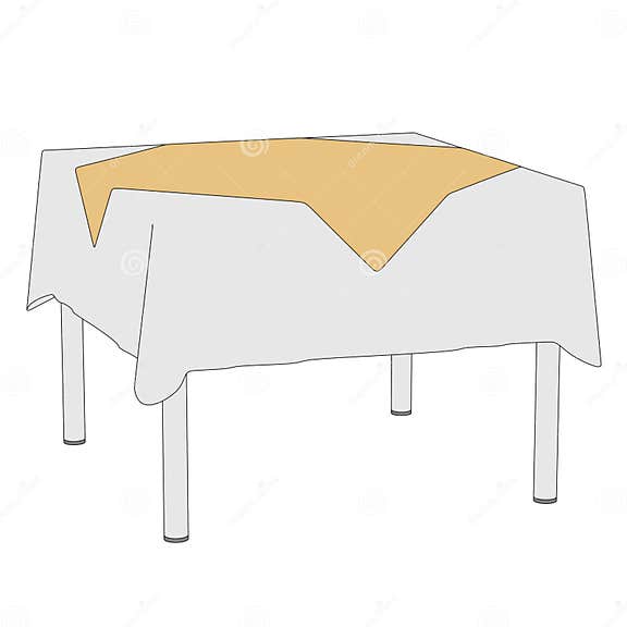Illustration of Table with Tablecloth Stock Illustration - Illustration ...