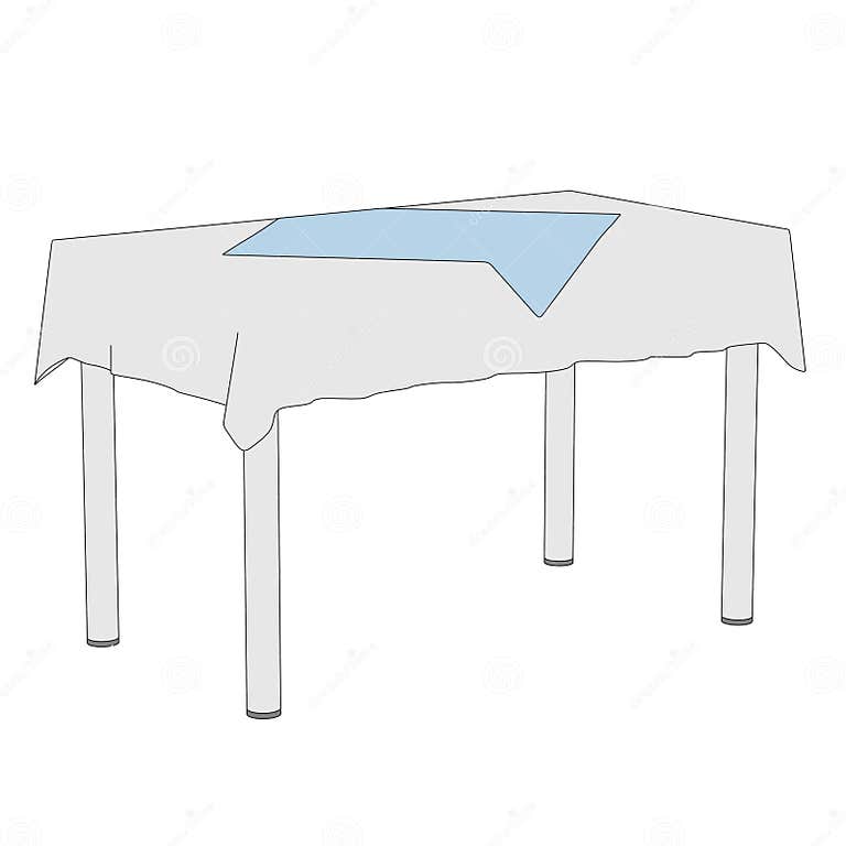 Illustration of Table with Tablecloth Stock Illustration - Illustration ...