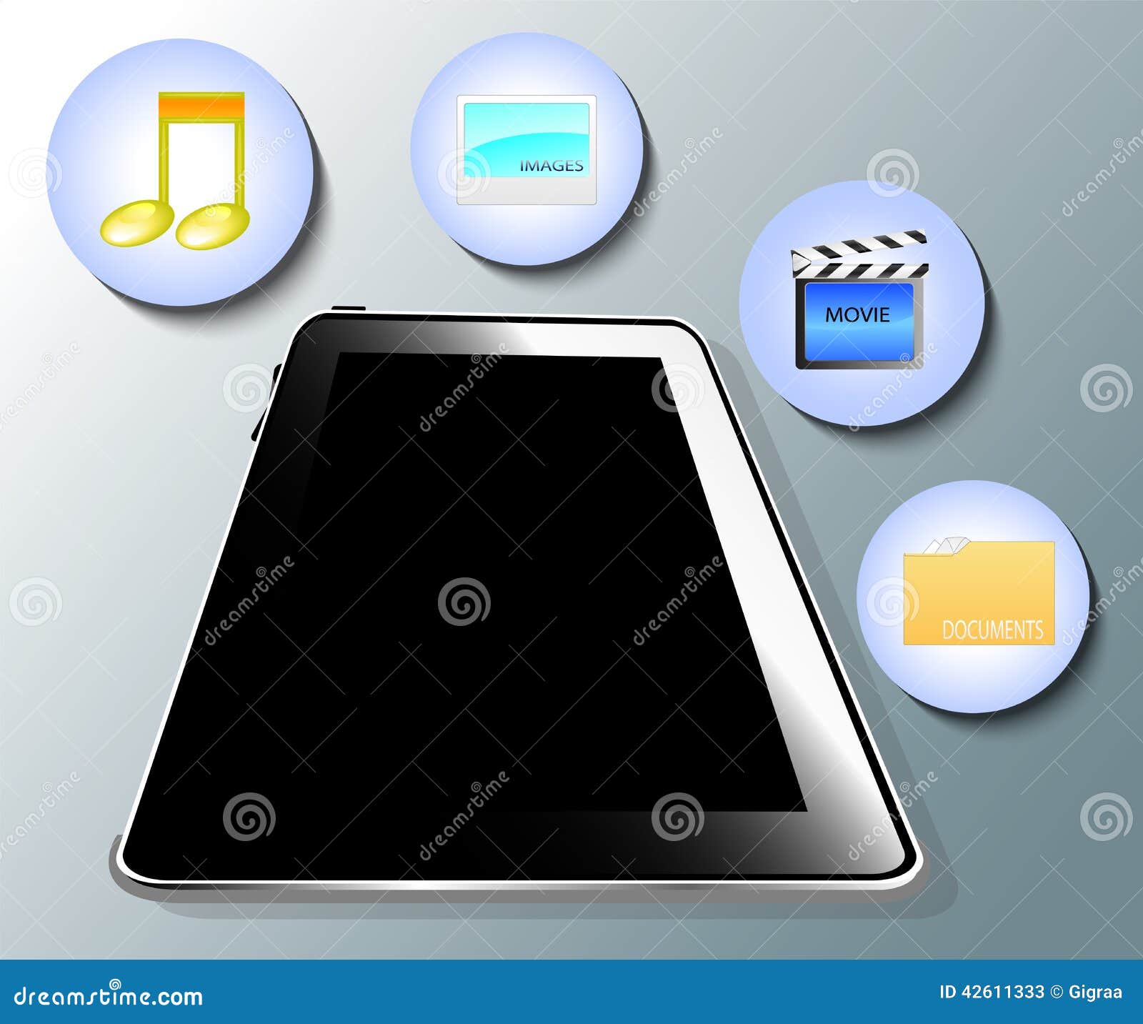 Illustration of Tablet with Symbols Stock Vector - Illustration of file ...