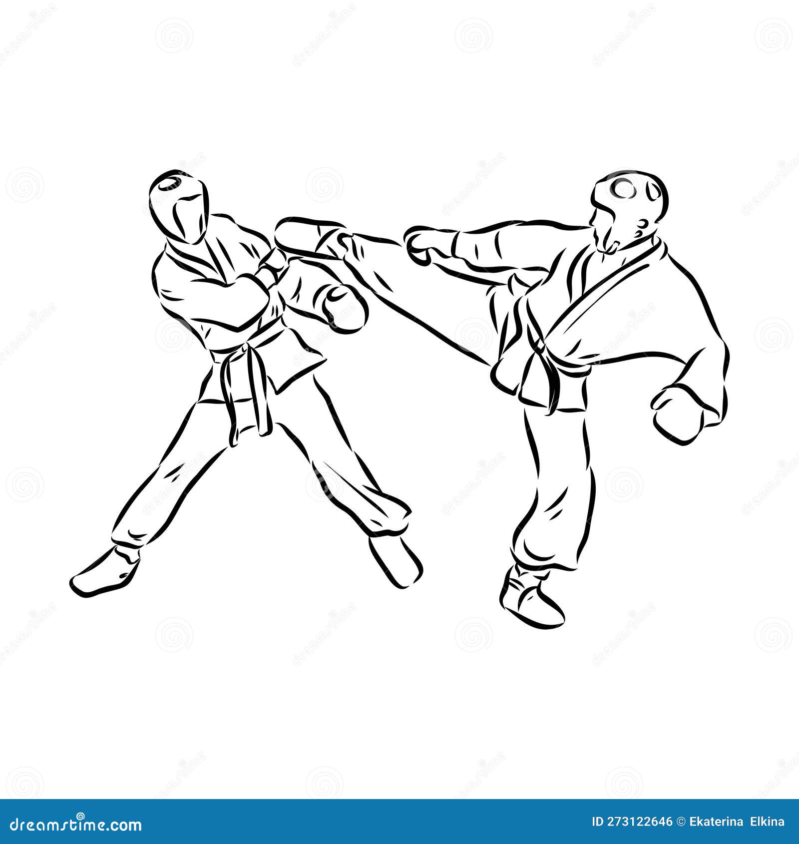 Illustration of Taekwondo. Hand Drawn Stock Vector - Illustration of ...