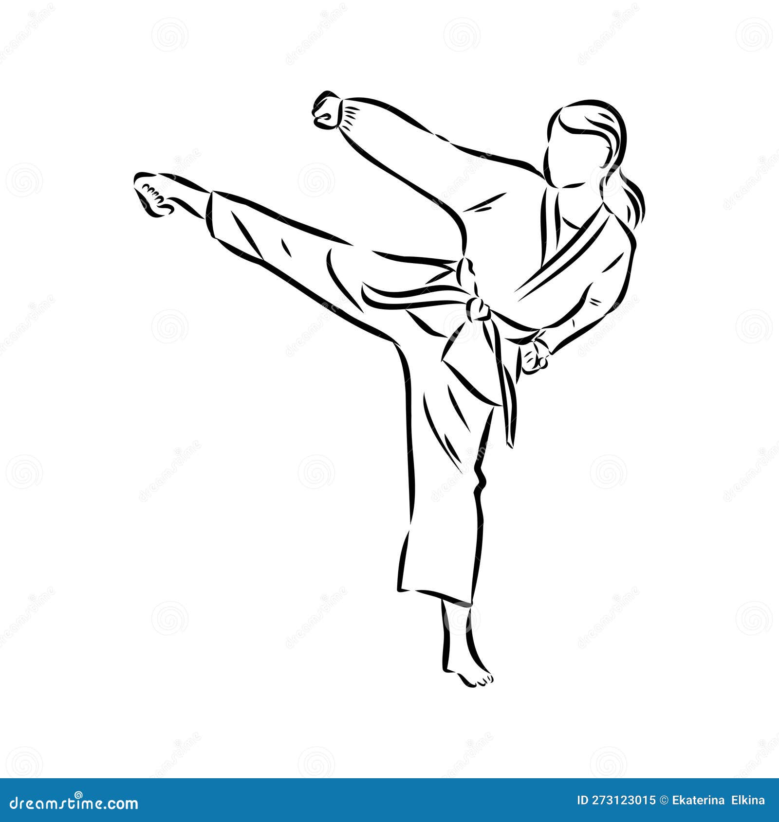 Illustration of Taekwondo. Hand Drawn Stock Vector - Illustration of ...