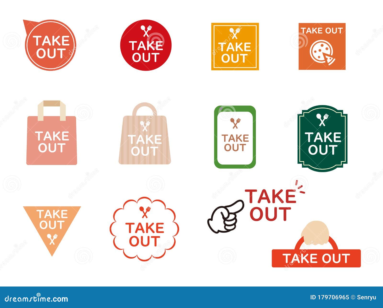 Take out set stock vector. Illustration of delivery - 179706965