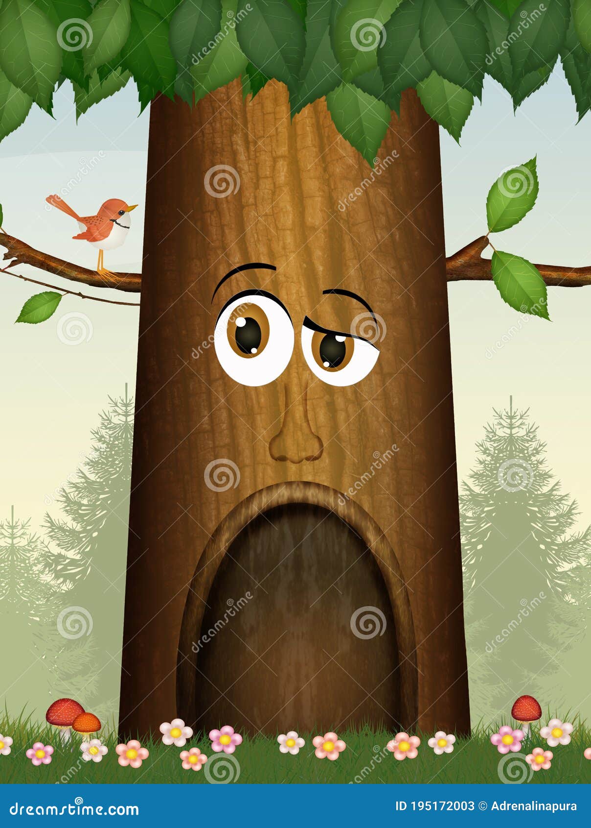 Illustration of the Talking Tree Stock Illustration - Illustration of ...