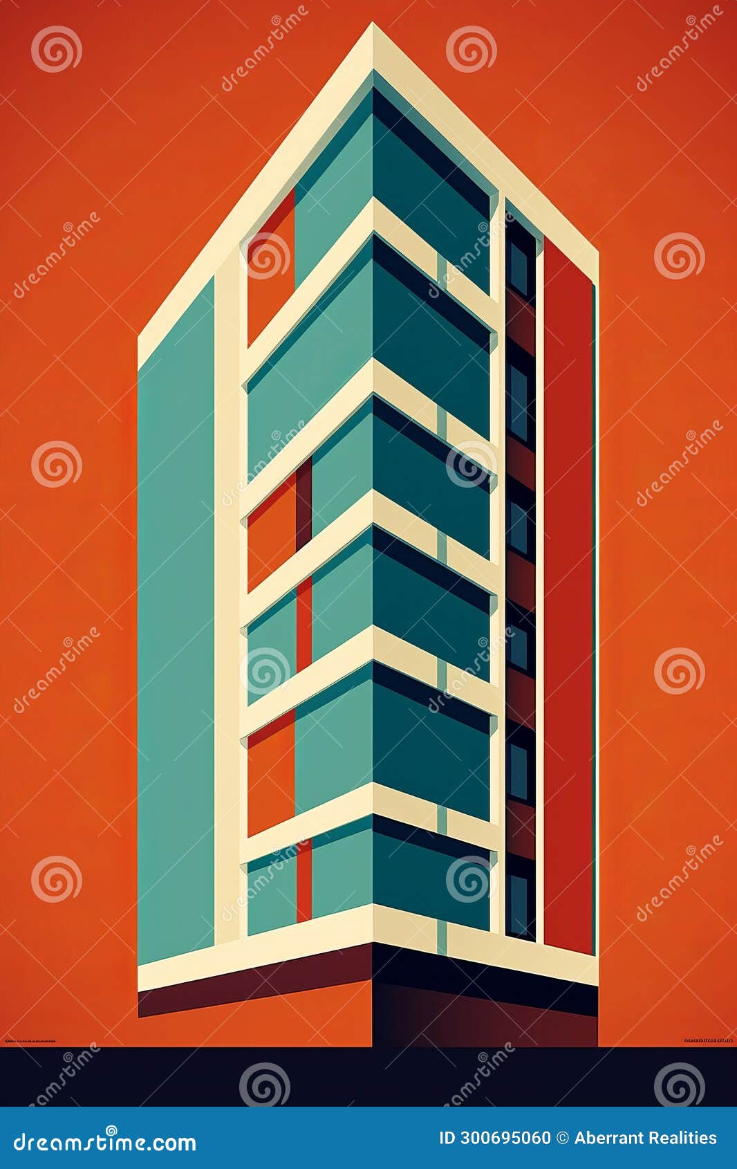 An Illustration of a Tall Building on an Orange Background Stock ...