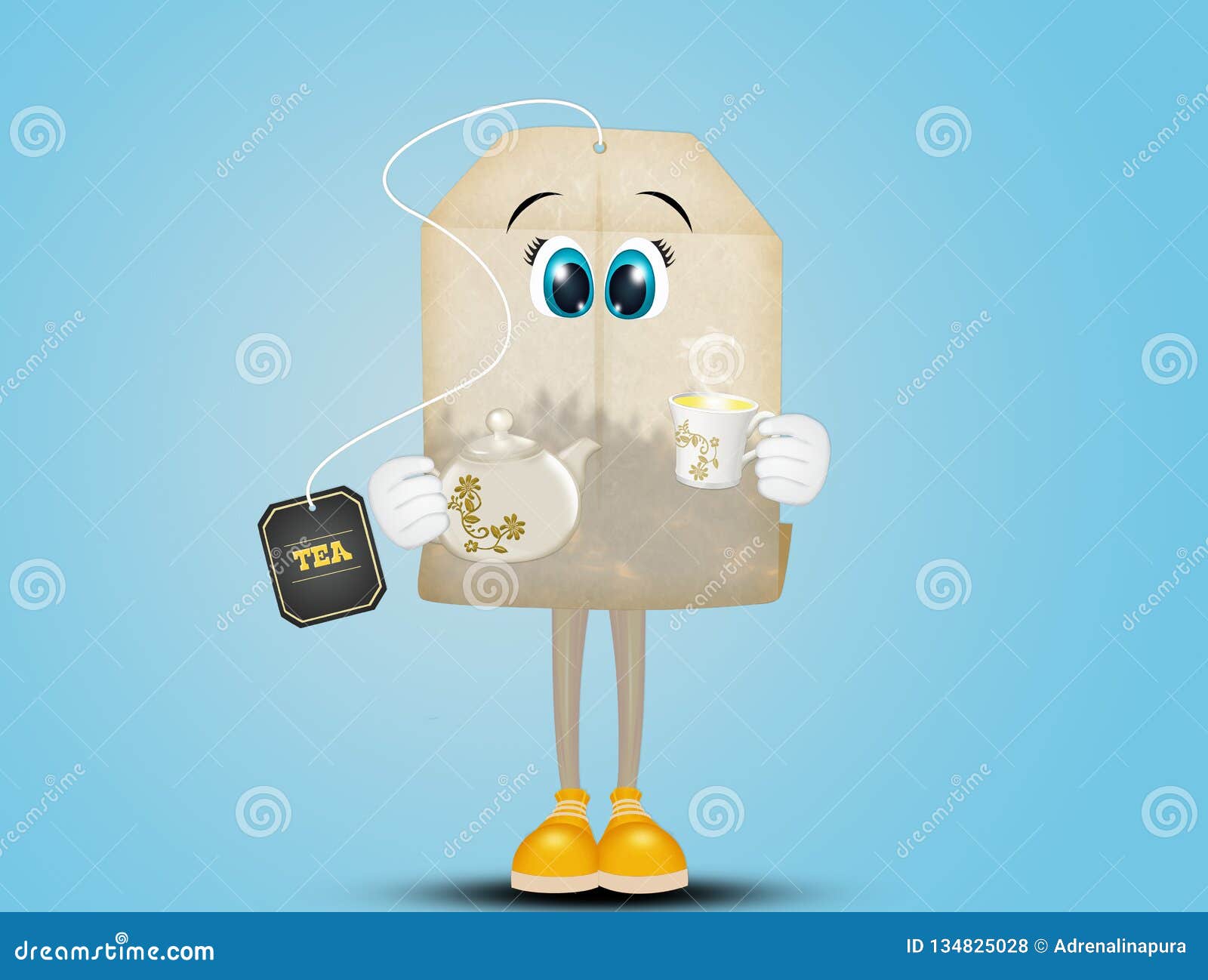 Tea bag cartoon stock illustration. Illustration of liquid - 134825028