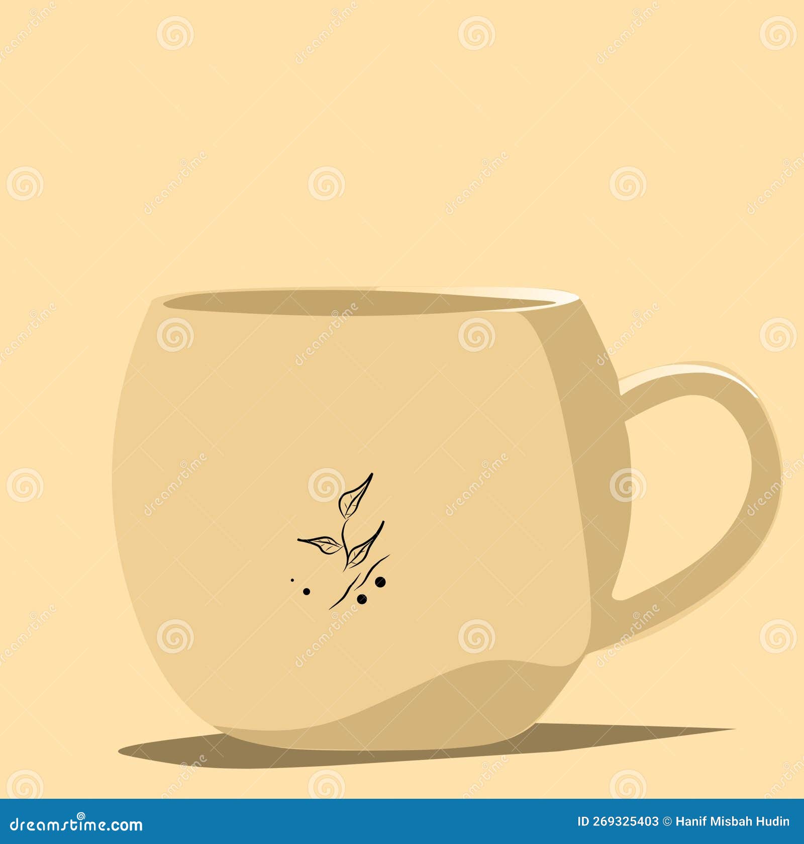 An Illustration of Tea Cup with Shadow in Down Side Stock Illustration ...
