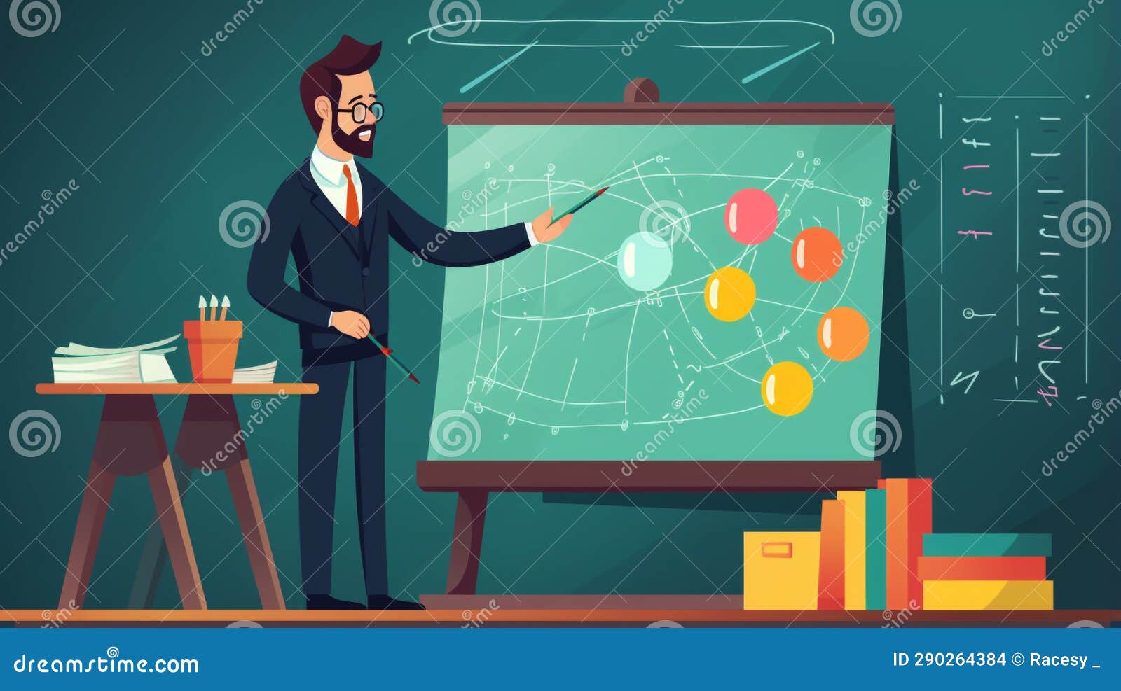 Illustration of Teacher Writing on Blackboard Stock Illustration ...