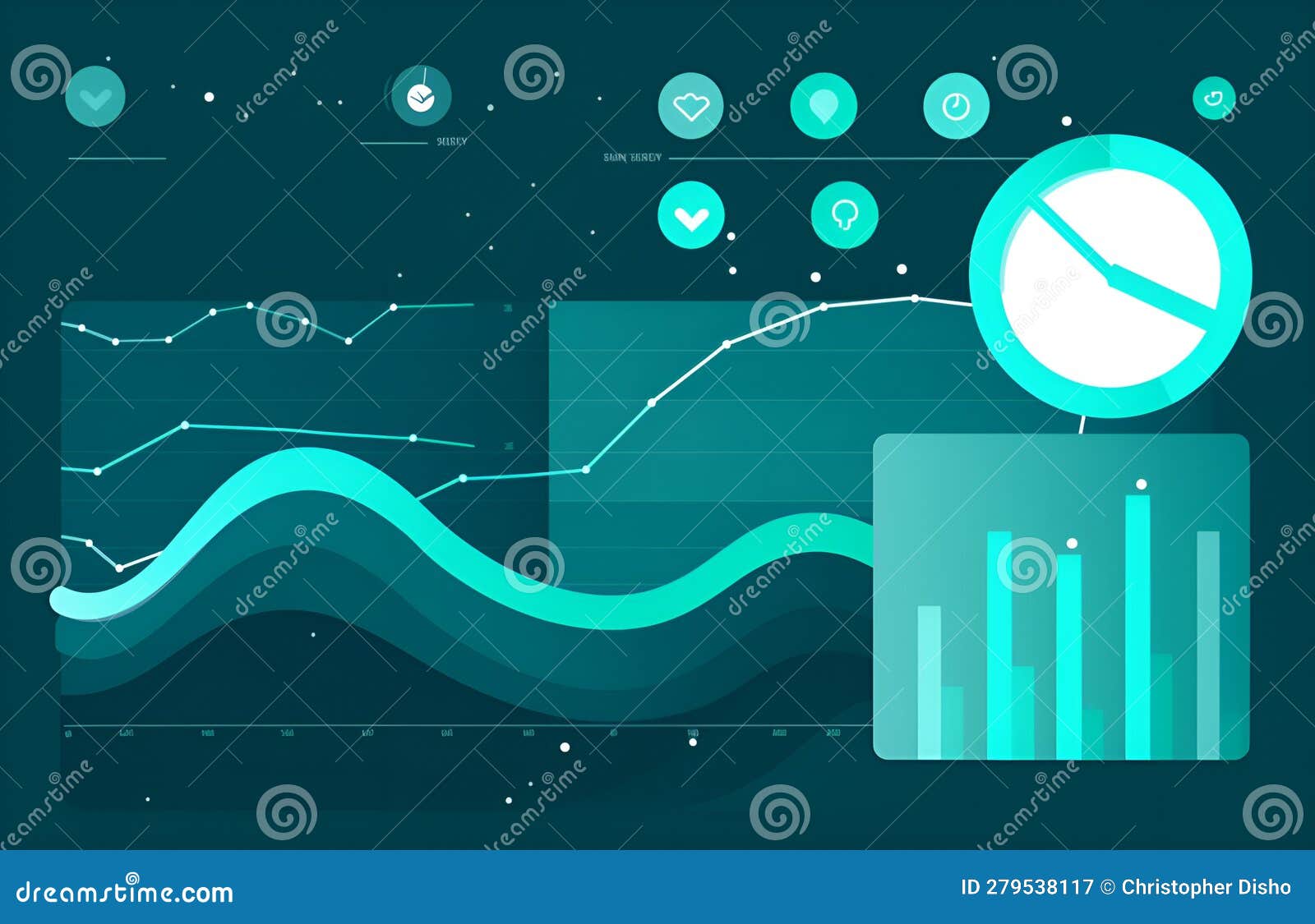 Illustration in a Teal Color Scheme Representing Website Traffic ...