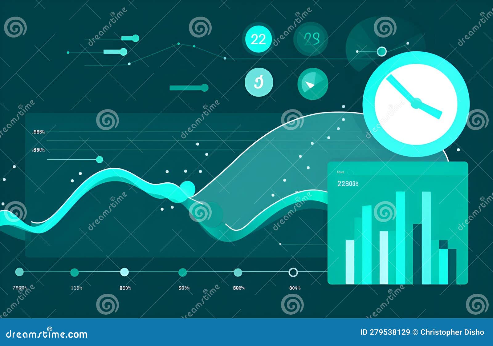 Illustration in a Teal Color Scheme Representing Website Traffic ...