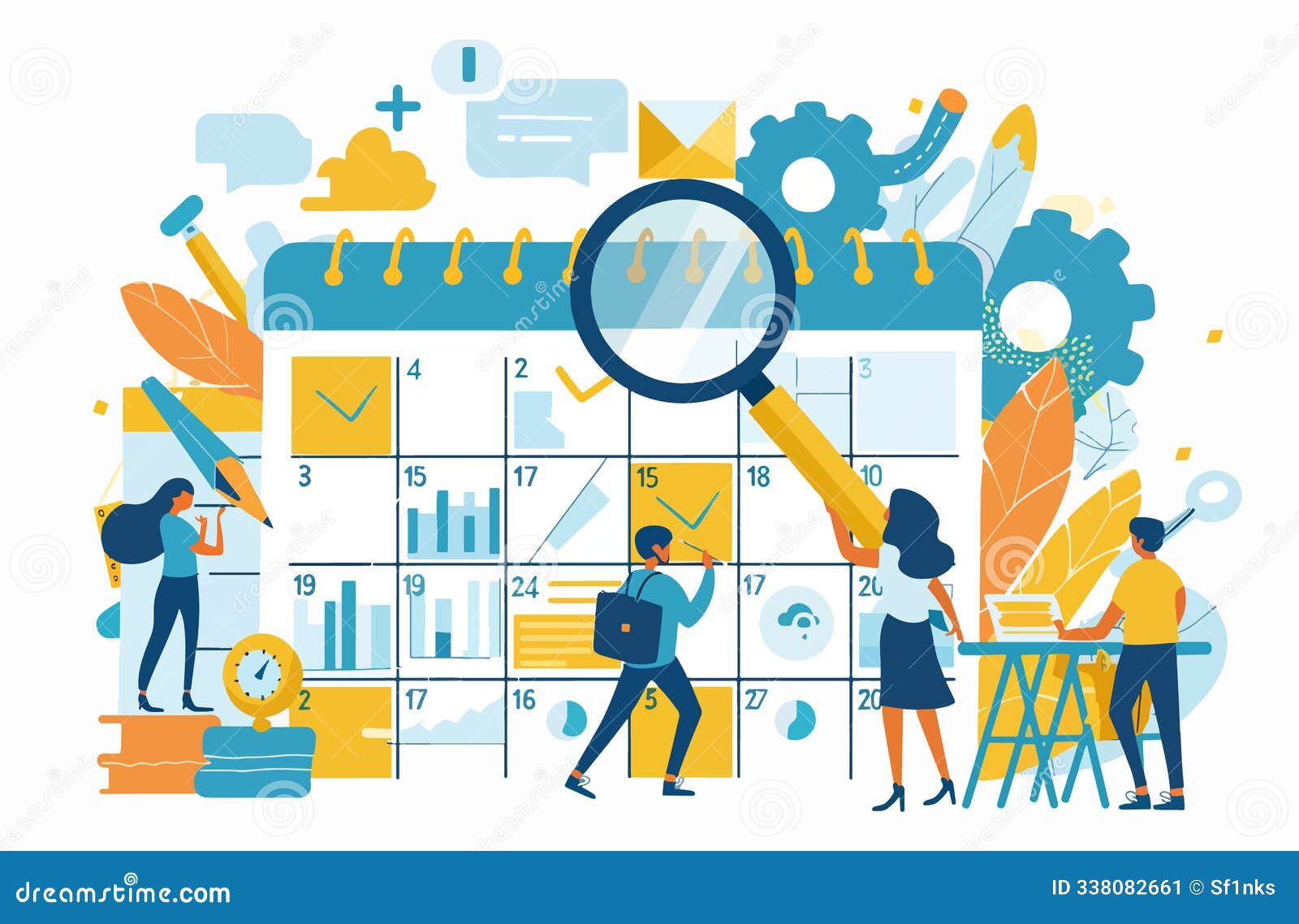 Illustration of Team Members Planning and Organizing Tasks on a Large ...