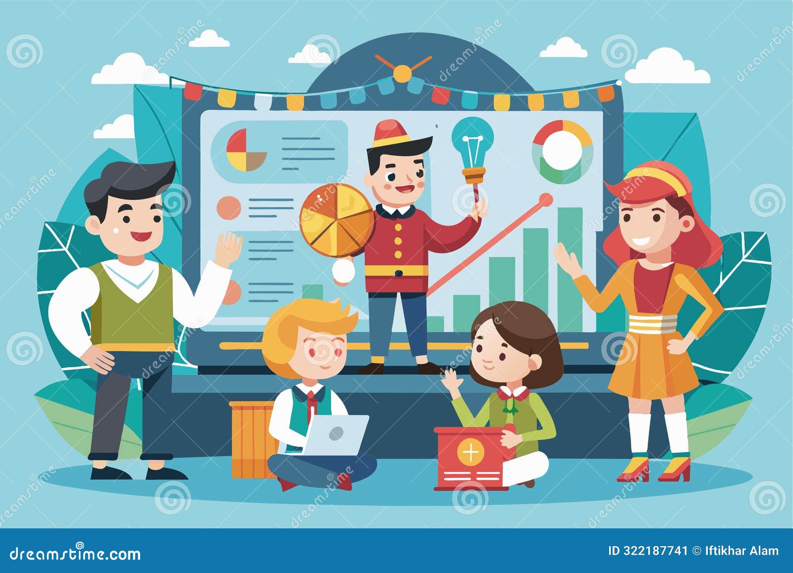 An Illustration of a Team Presenting a Performance Overview, Featuring ...