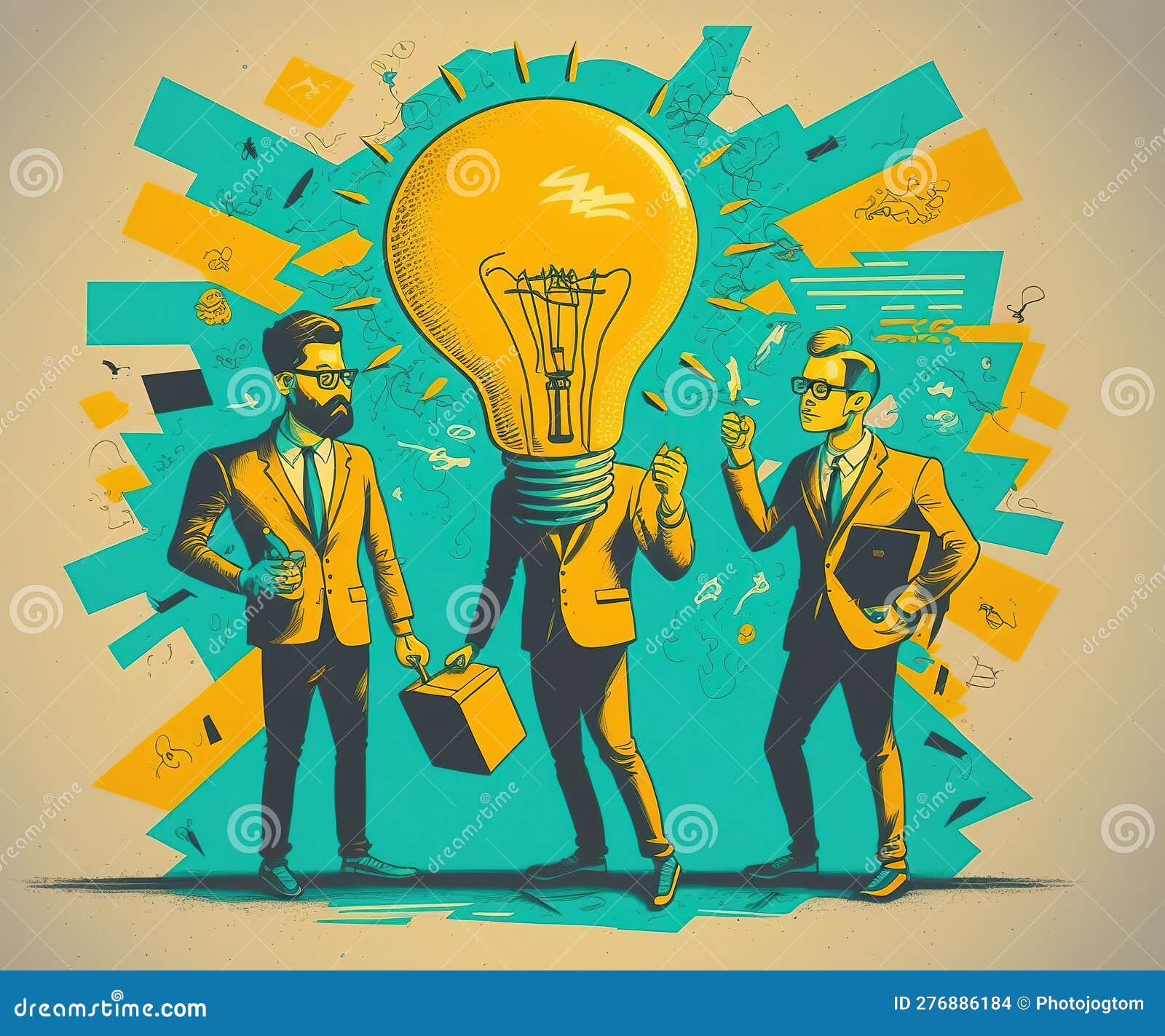 Team develop new ideas stock illustration. Illustration of genius ...