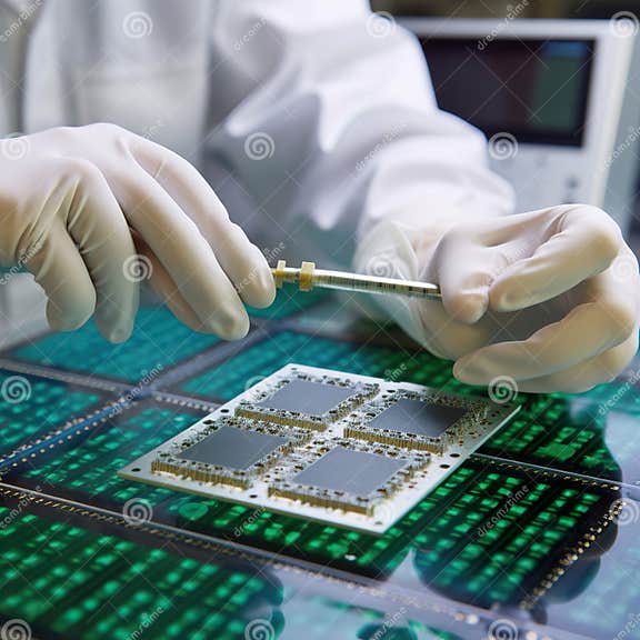Illustration of a Technology Engineer in the Production of Semiconductor Memory or Computer ...