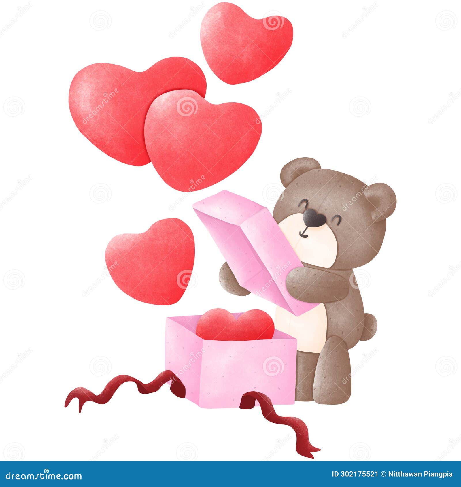 Illustration of a Teddy Bear Opening a Gift Box Stock Illustration ...