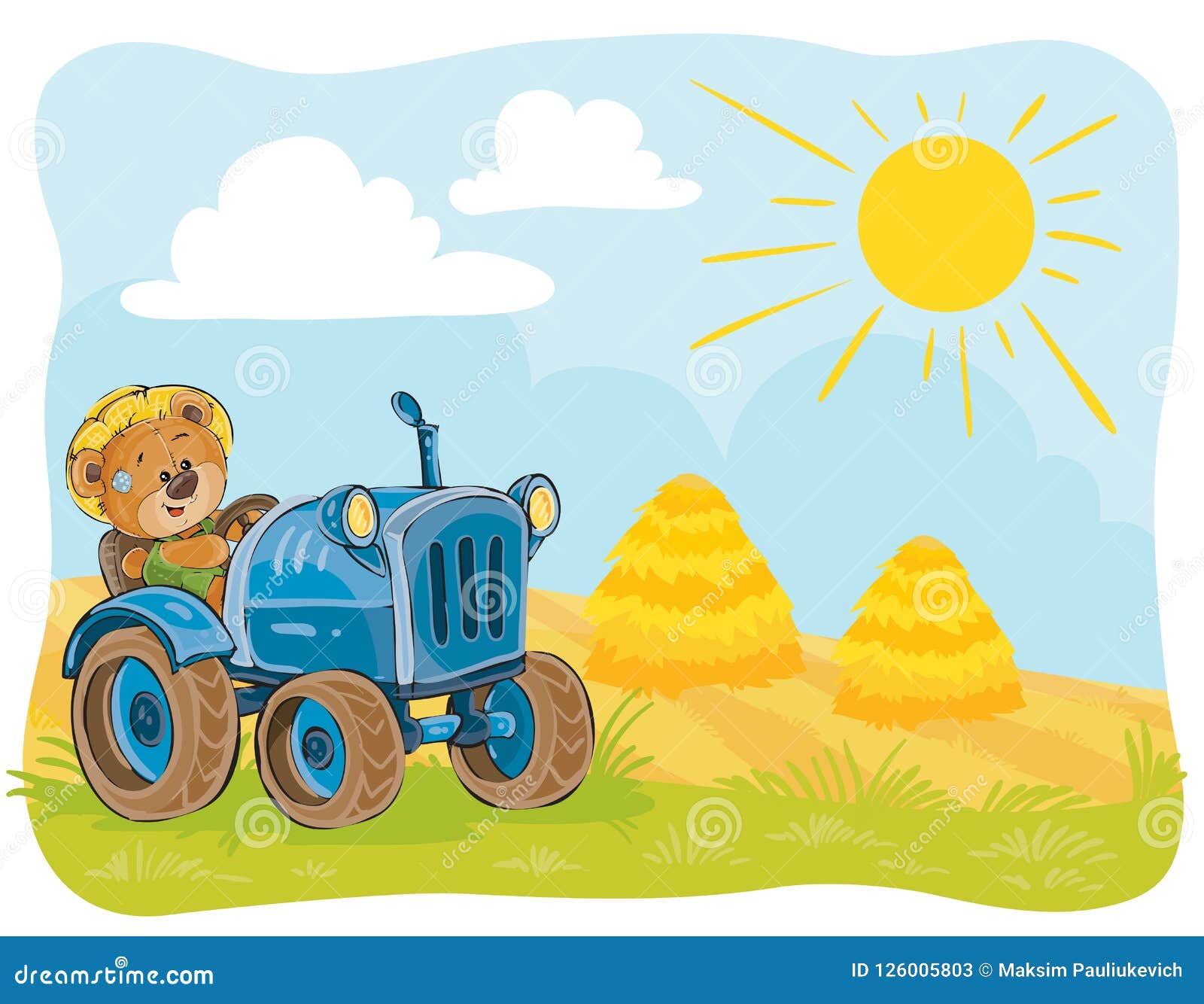 Illustration of a Teddy Bear Tractor Driver. Stock Illustration ...