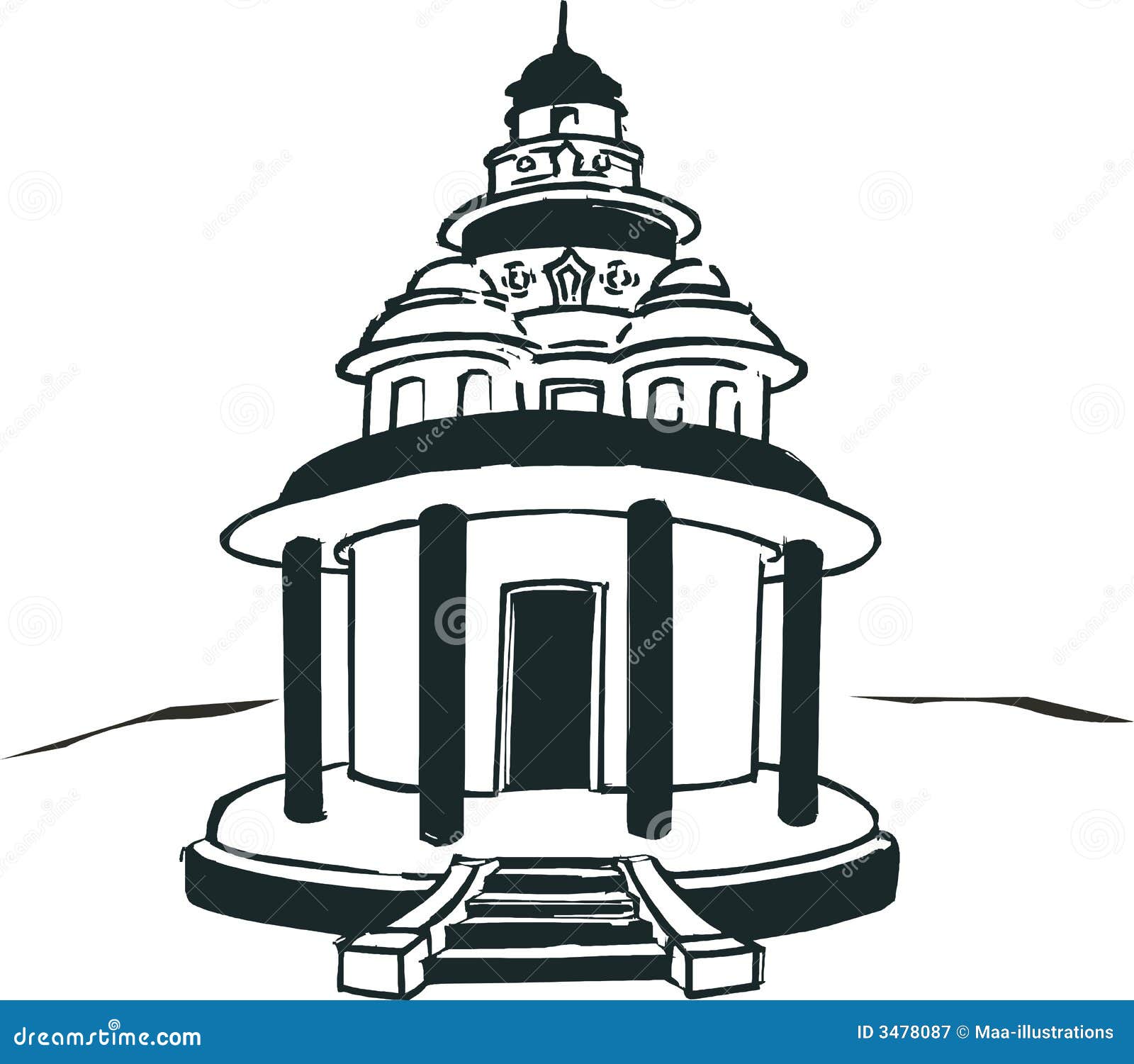 Illustration of a temple stock vector. Illustration of landscaped - 3478087