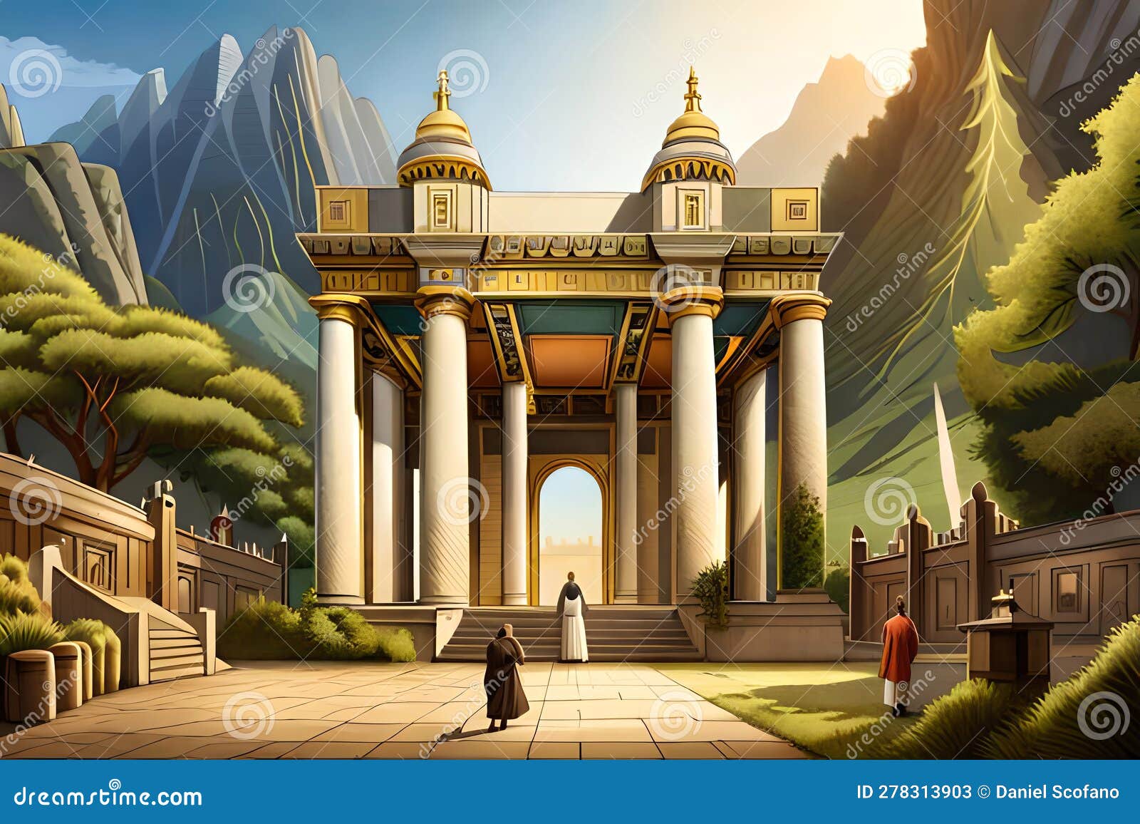 Illustration of the Temple of Solomon. Generative AI Stock Illustration ...