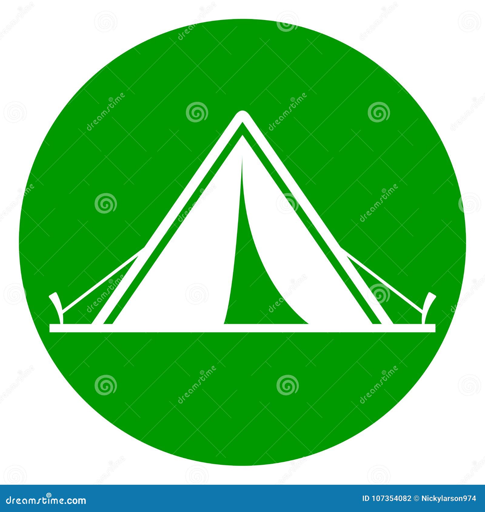 Tent green circle icon stock vector. Illustration of isolated - 107354082