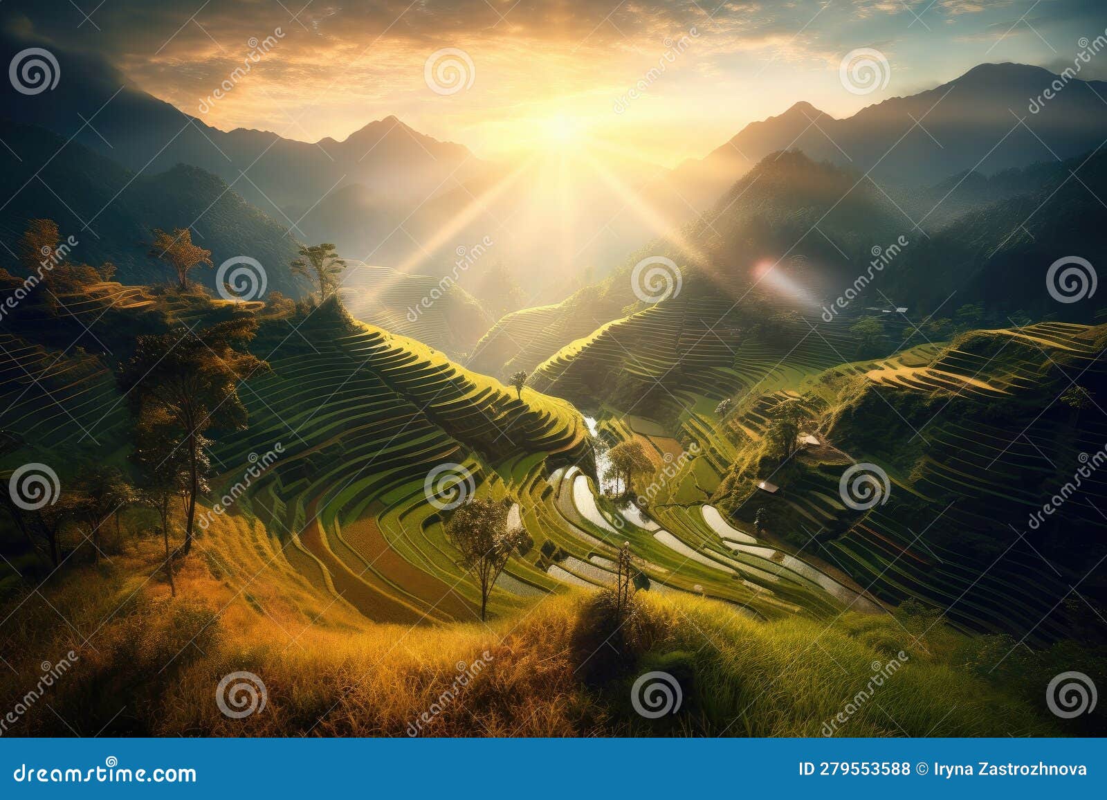 Terraced Rice, Landscape Of The Terraced Rice Fields At Mugang Chai ...