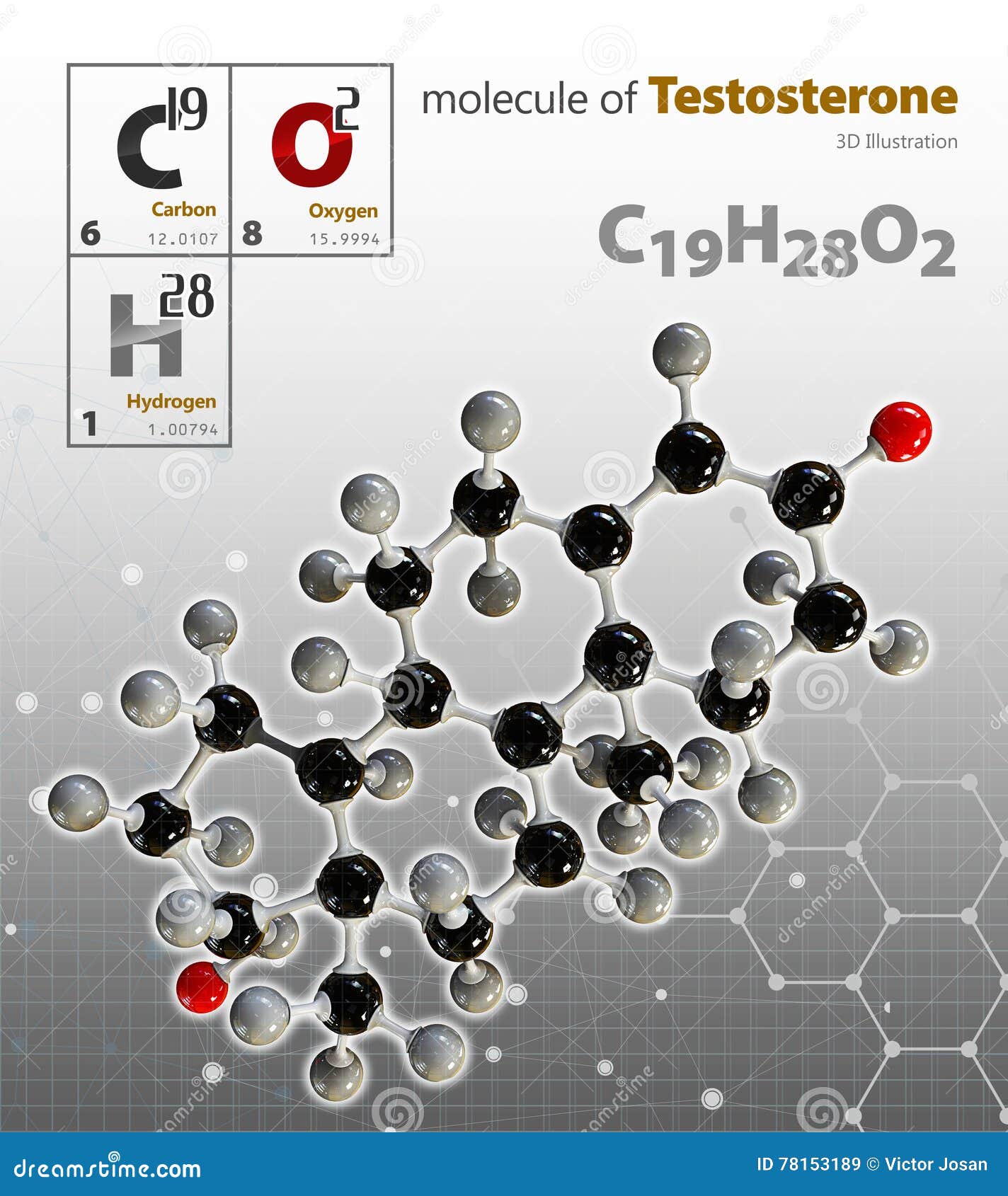 Illustration of Testosterone Molecule Grey Background Stock ...