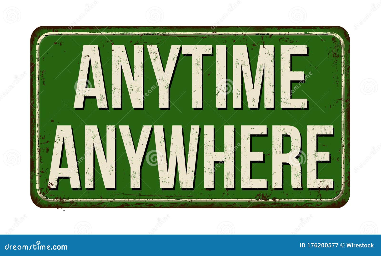 Illustration of a Text Anytime Anywhere on the Green Background Stock ...