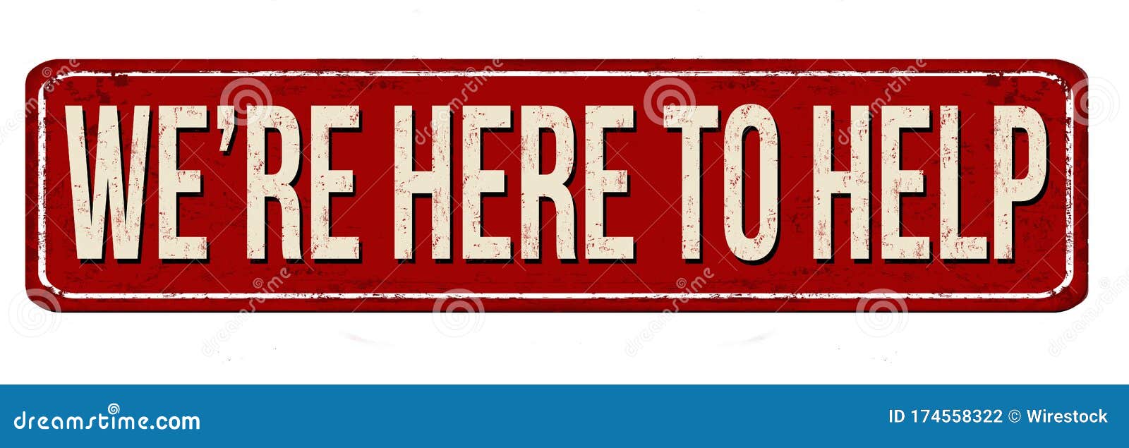 Illustration of a Text "we Re Here To Help " on the Red Background ...