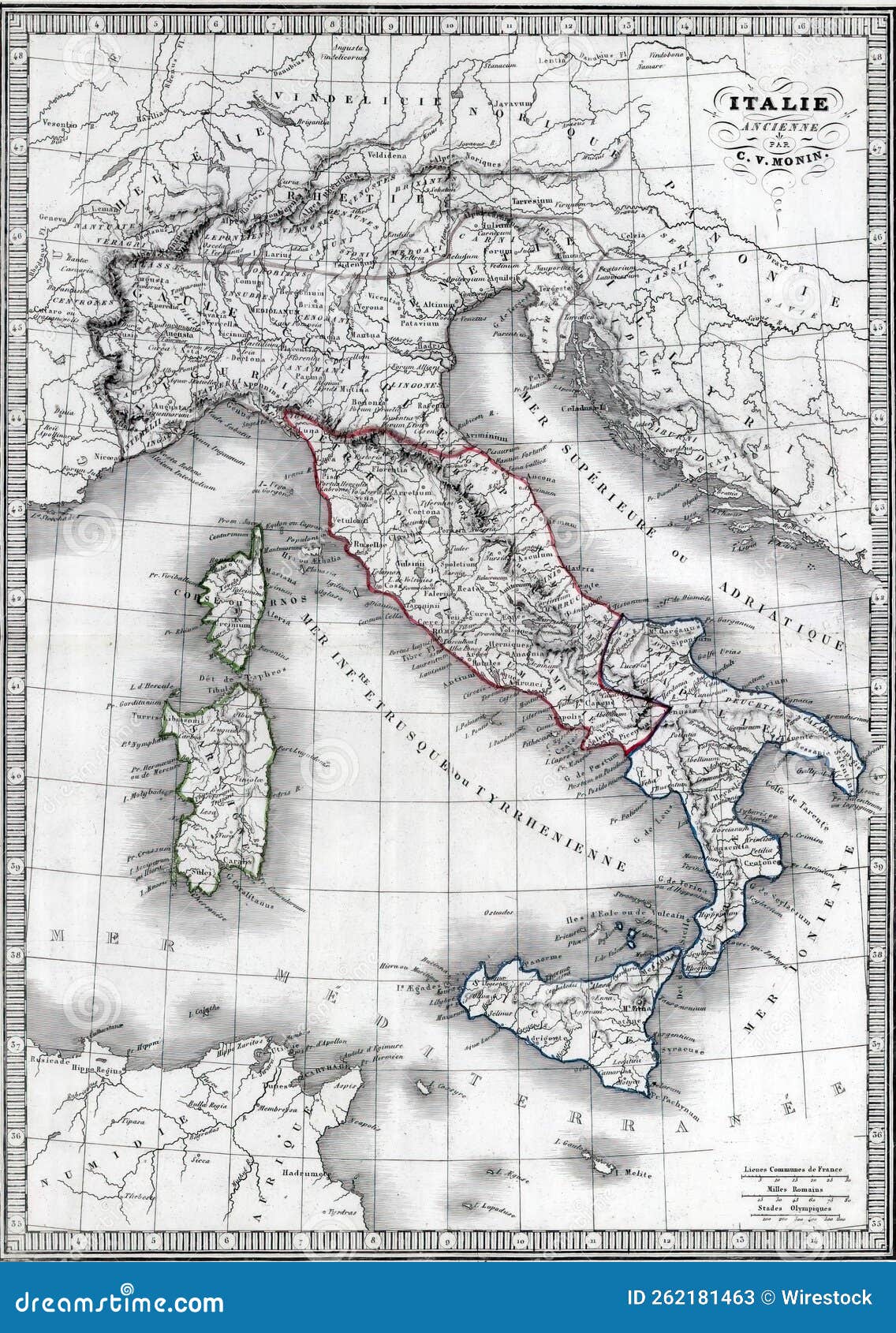 Illustration of the 18th-century Map of Italy Stock Illustration ...