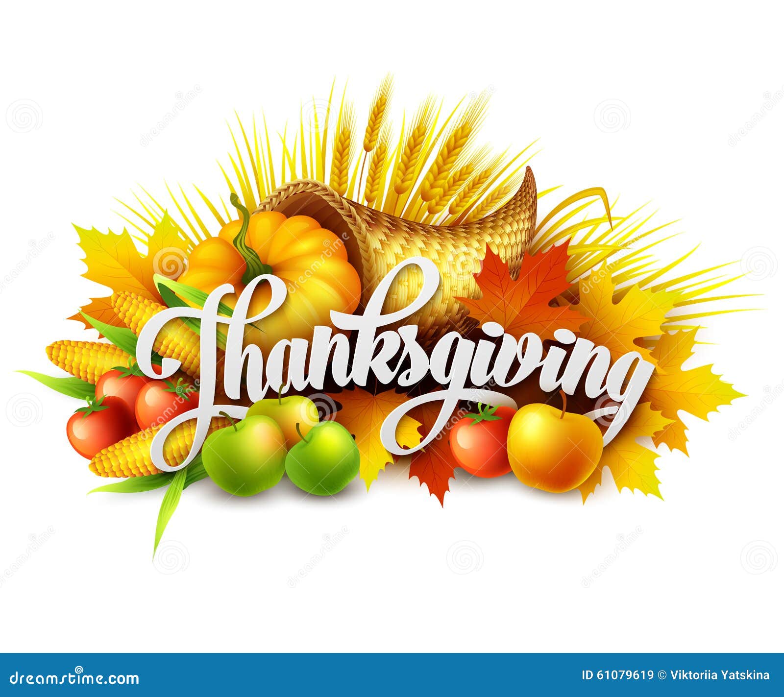 Thanksgiving Cornucopia With Vegetables Vector Illustration ...