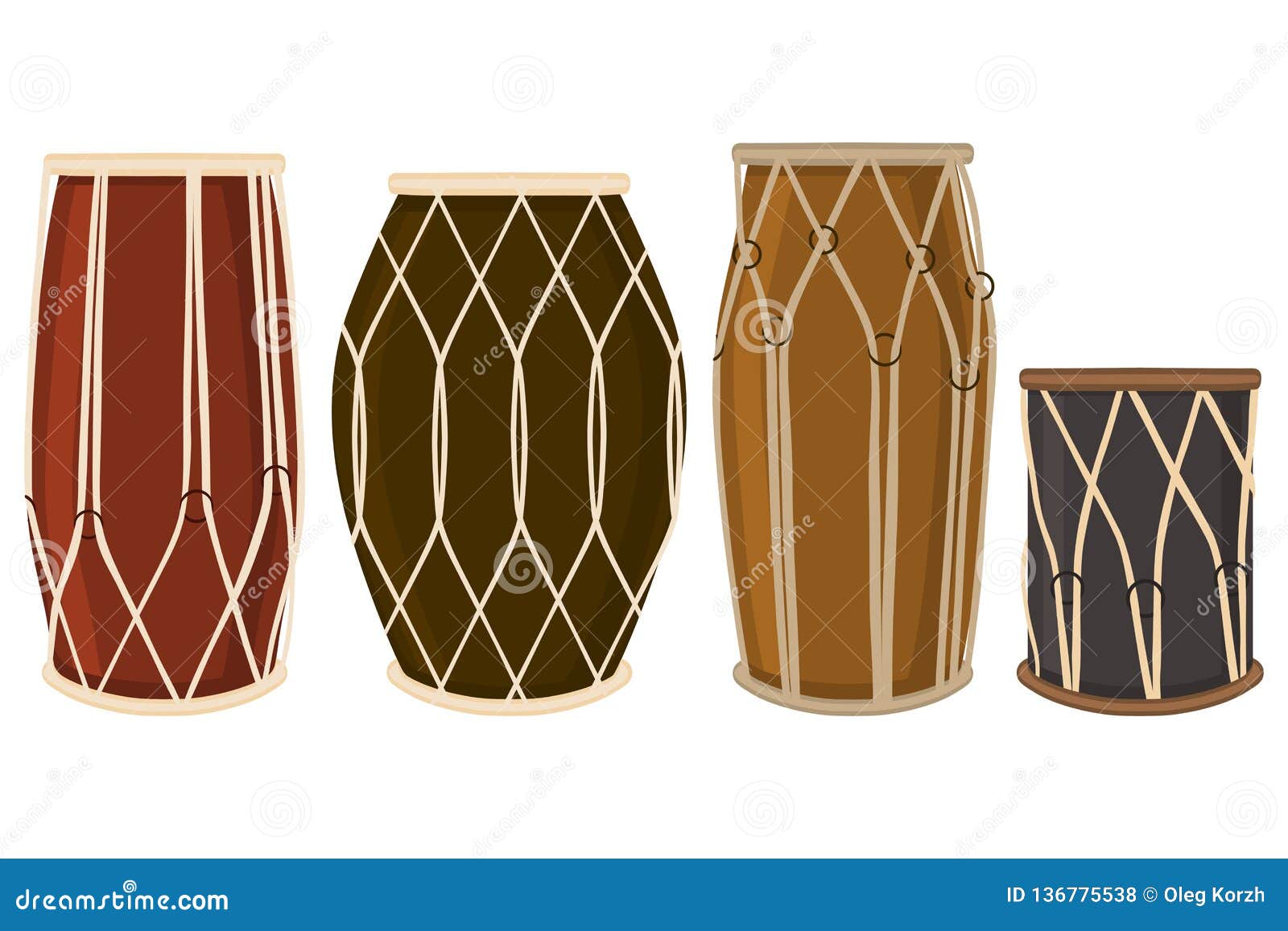 Illustration on Theme Big Colored Set Different Types Audio Drums Stock ...