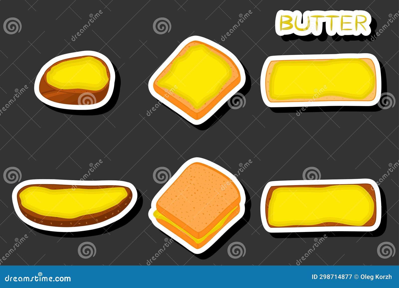 Illustration on Theme Big Colored Set Different Types Creamy Butter ...