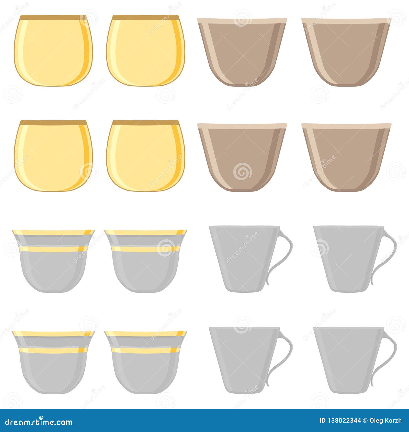 Illustration on Theme Big Colored Set Different Types Cups Stock Vector ...