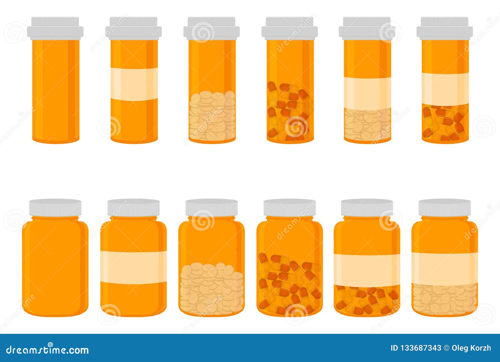 Illustration on Theme Big Colored Set Different Types of Pills Stock ...
