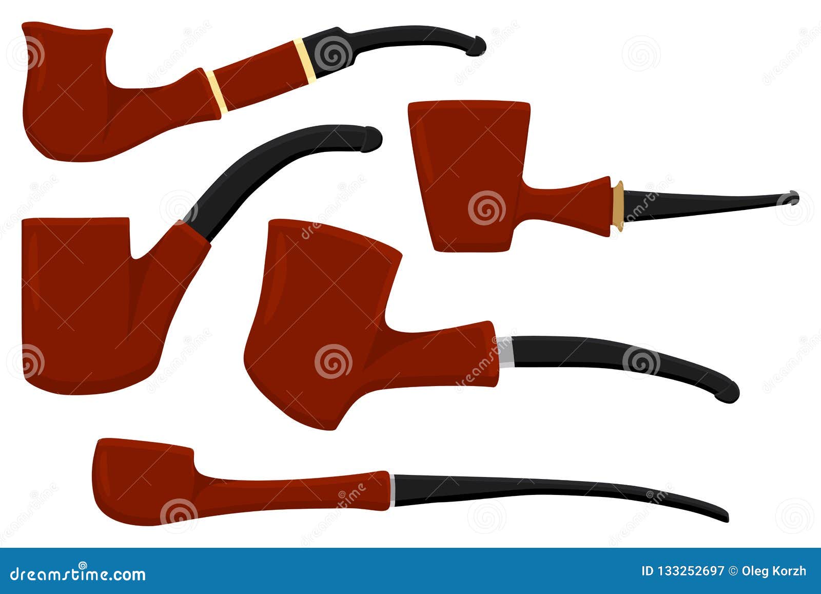 Set Different Types Smoke Pipes Different Size for Tobacco Stock Vector ...