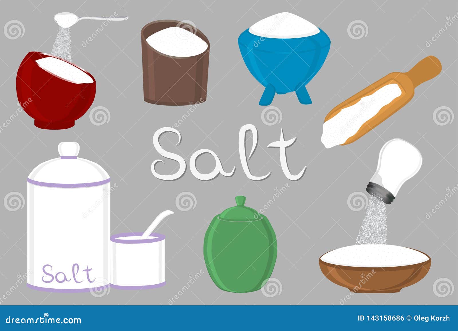 Illustration on Theme Big Set Different Types Filled Salty Salt Stock ...
