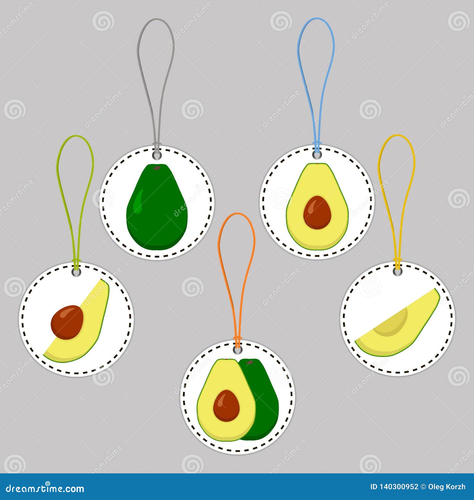 Illustration on Theme Big Set Different Types Round Avocado Stock ...