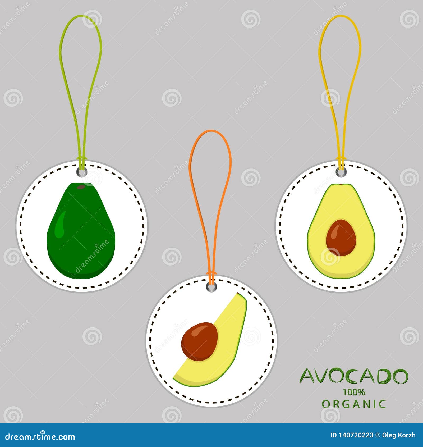 Illustration on Theme Big Set Different Types Round Avocado Stock ...